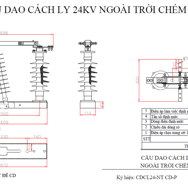 Cầu dao cách ly ngoài trời, chém đứng -24kV-35kV, cách điện polymer - CÔNG TY TNHH CÔNG NGHỆ ...